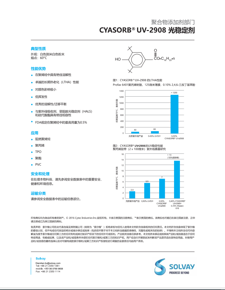 Solvay索尔维CYASORB UV-2908 光稳定剂 - 白炭黑_白炭黑厂家_白炭黑价格_炭黑-敬益新材料