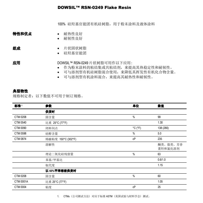 【道康宁 RSN-0249 】有机硅树脂 道康宁 RSN-0249 - 白炭黑_白炭黑厂家_白炭黑价格_炭黑-敬益新材料